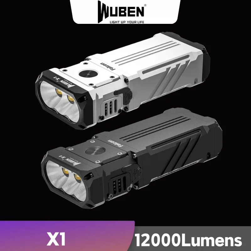 WUBEN X1 12000Lumens Type-C Rechargeable Flashlight Powerful Easy Carry ...