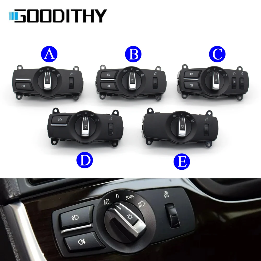 Interior-Car-Headlight-Lamp-Knob-Switch-Button-Assembly-For-BMW-5-6-7 ...