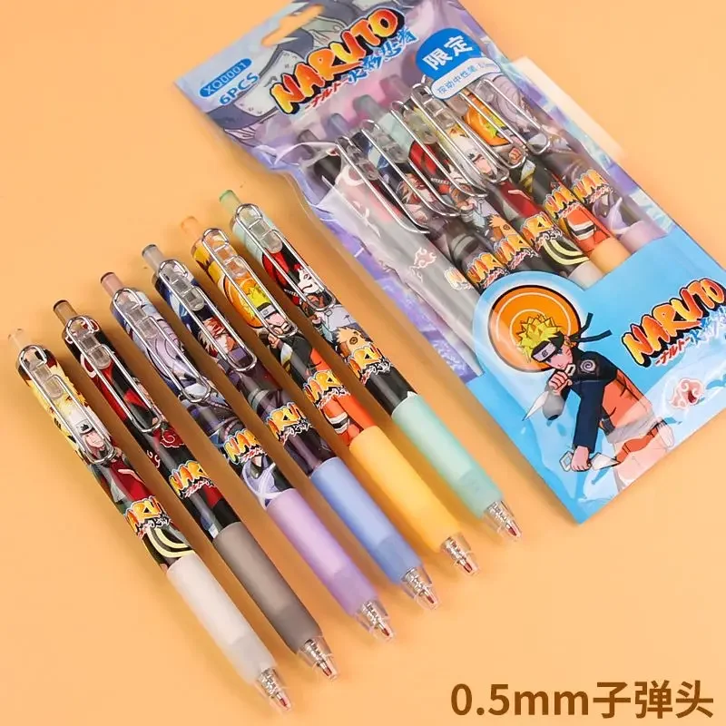 6Pcs-Naruto-cartoon-Uchiha-Sasuke-Uzumaki-press-gel-pen-0-5mm-black ...