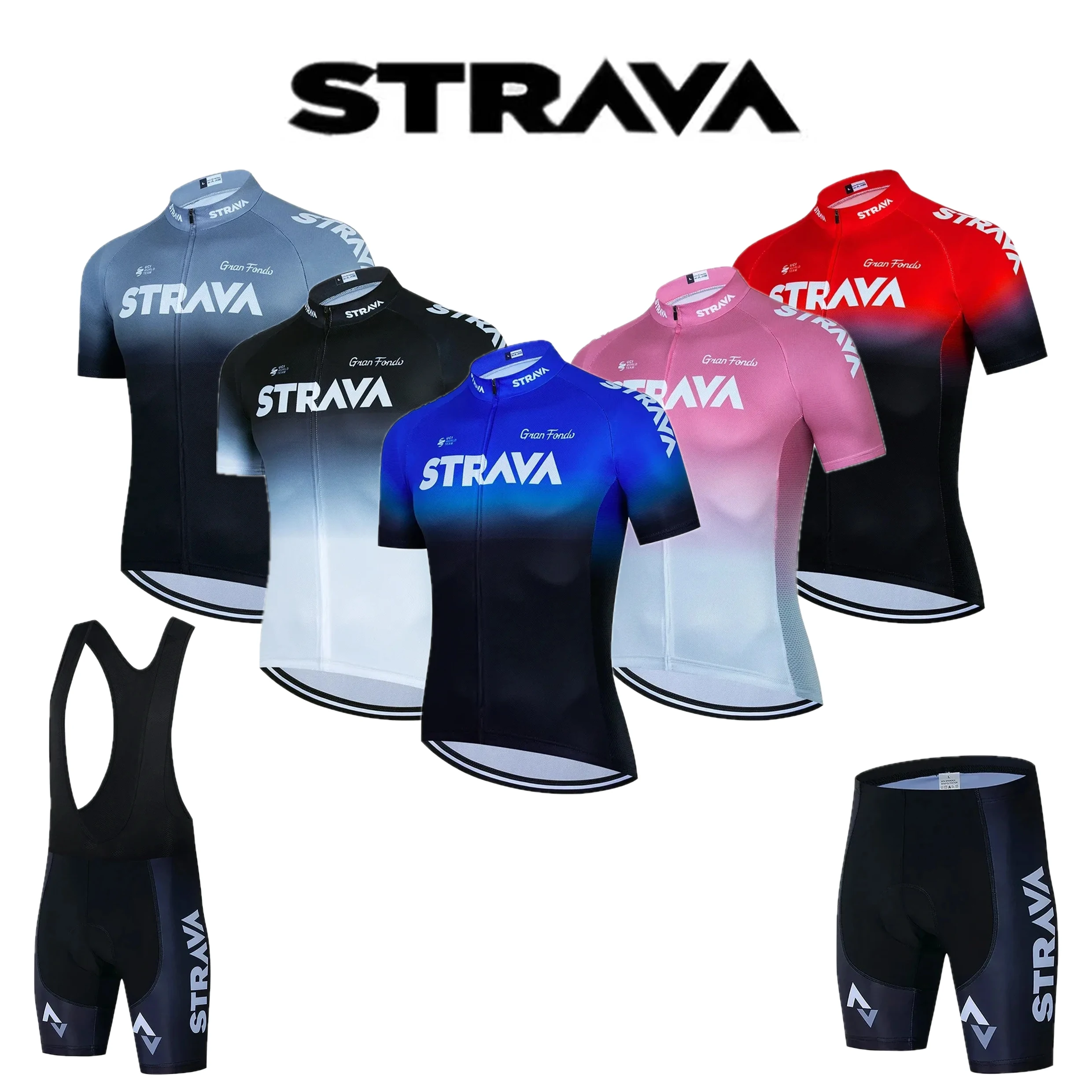 2024-Strava-Cycling-Jersey-Set-Summer-Short-Sleeve-Breathable-Men-s-MTB ...