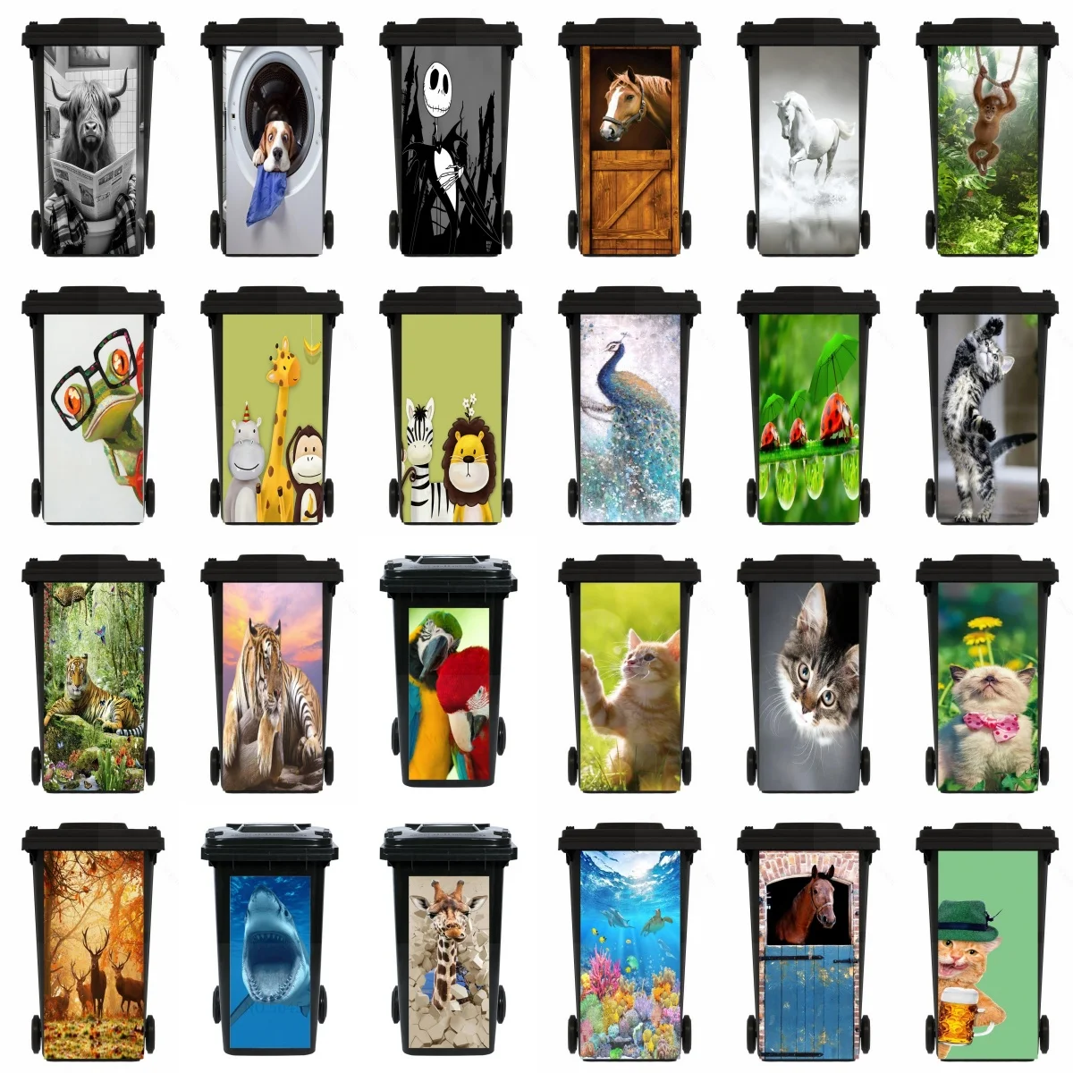 Cows-Horse-Cat-Animal-Outdoor-Trash-Can-Sticker-Kitchen-Frog-Trash-Can ...