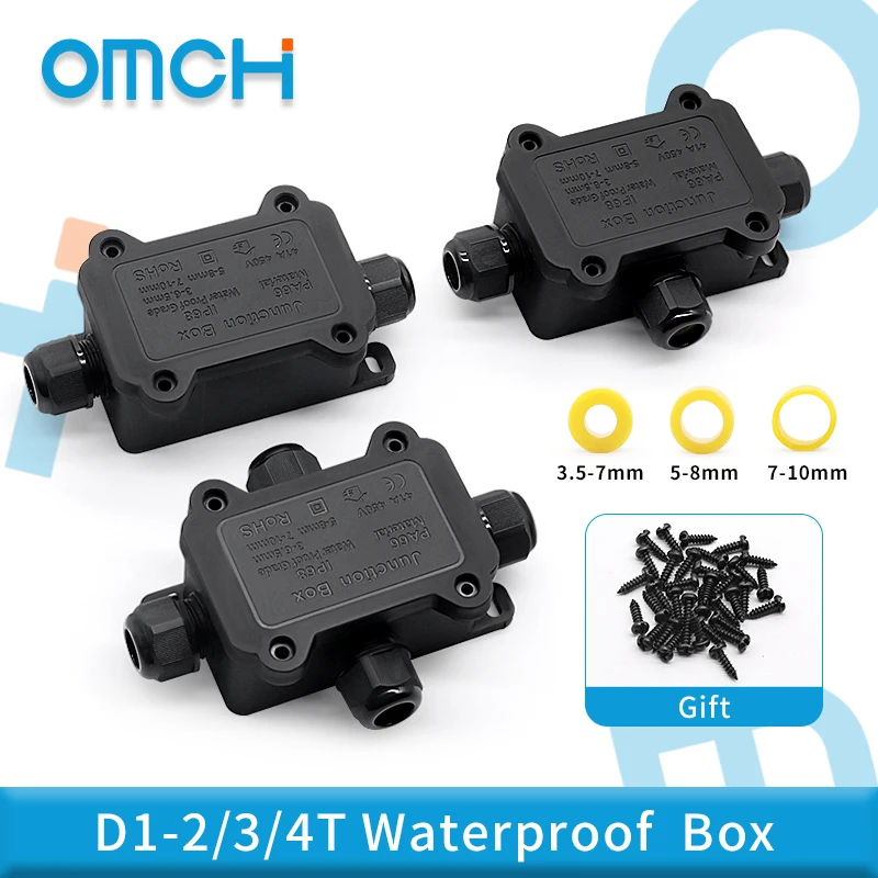OMCH IP68 Outdoor Waterproof Junction Box 2/3/4 Way Mini Connector Box ...