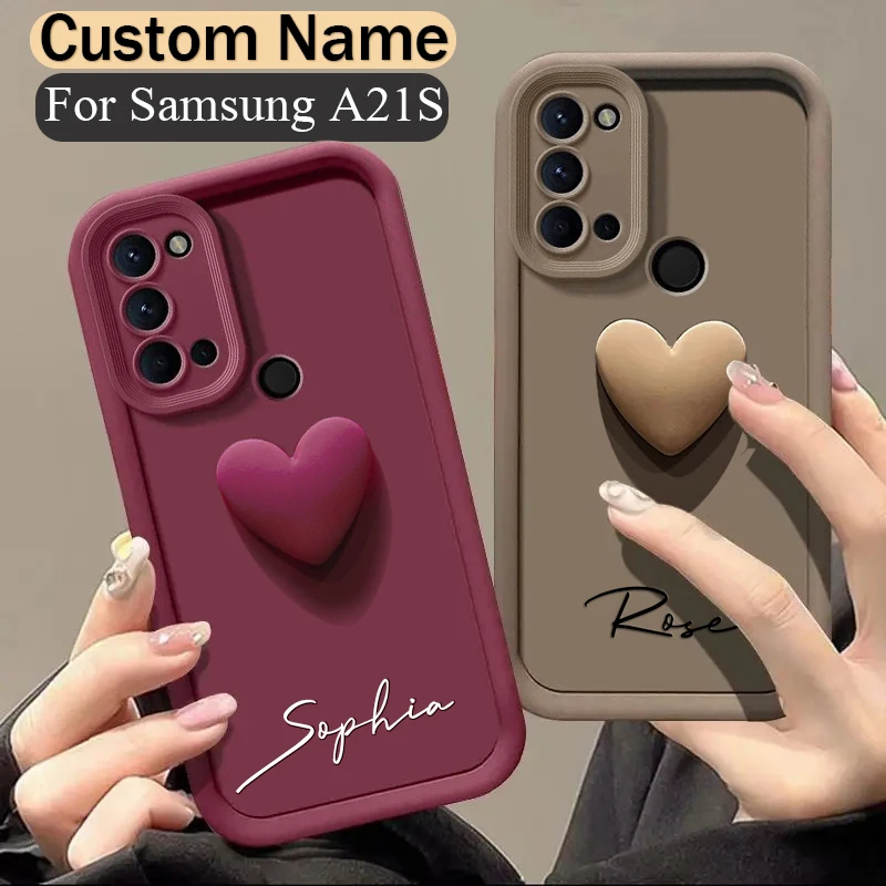 For Samsung Galaxy A21S Personalized Custom Name Case A21S 3D Love ...