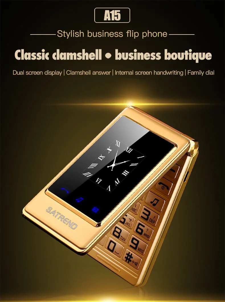 UNIWA A15 Dual Screen GSM Feature Phone Big Push-Button Flip Phone Dual ...