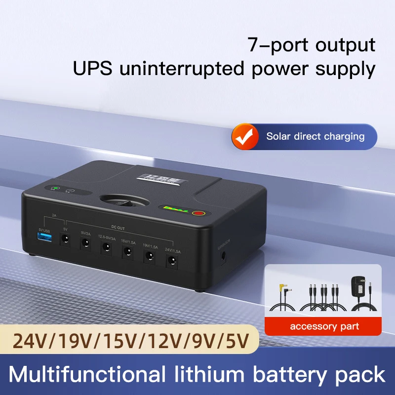 Mini DC UPS Uninterruptible Power Supply 24000mAh Multiplex Output 5v 9v 12v 19V 24V 220V Router ...