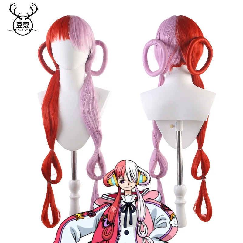 Anime One Piece Uta Cosplay Wig Uta Red Pink Heat Resistant Hair ...
