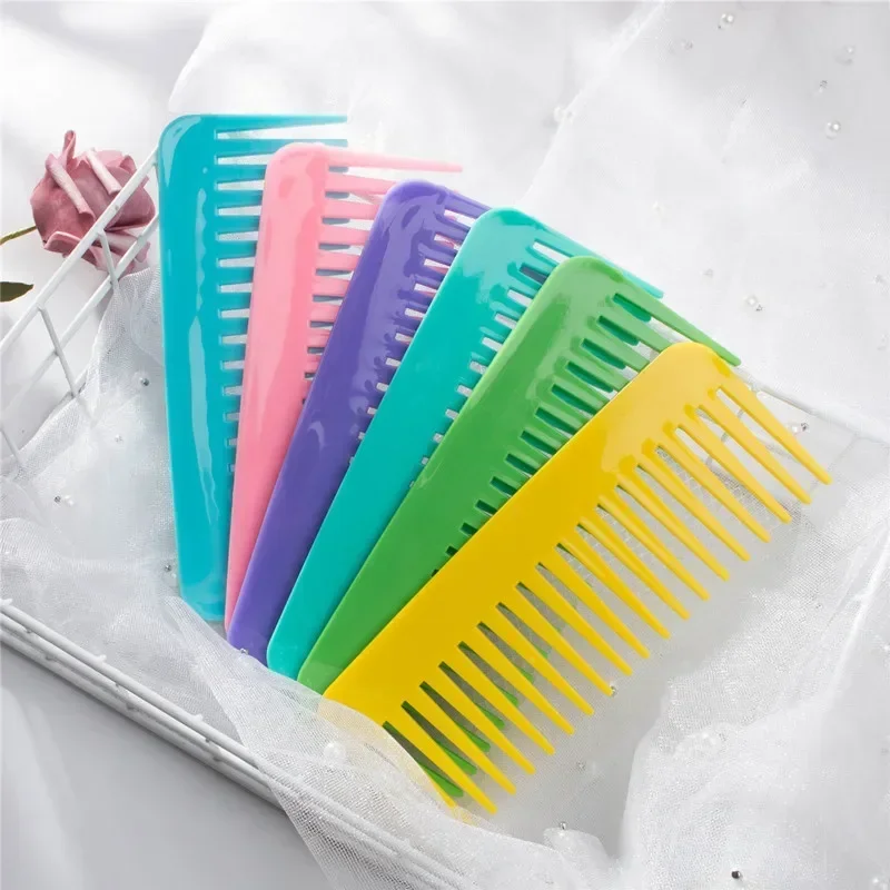Hair-Rectangular-Plastic-Wide-Tooth-Comb-Handle-Massage-Comb-Thick-Long ...