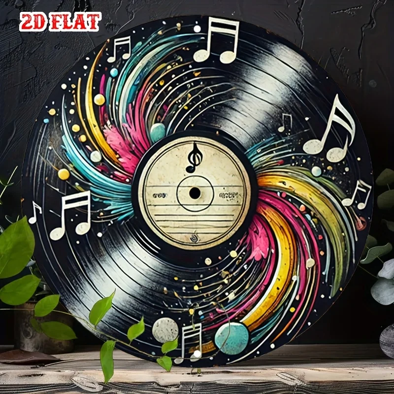 1pc retro vinyl record wall art, circular wooden posters of musical ...