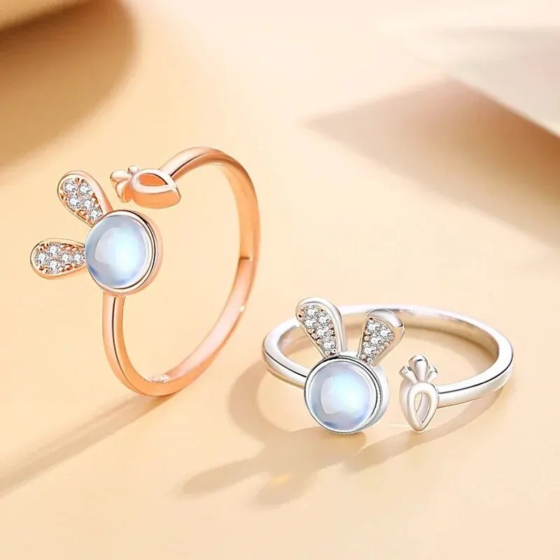Cute-Rabbit-Litchi-Ring-Women-Fresh-Sweet-Style-Small-Design-Moonstone ...