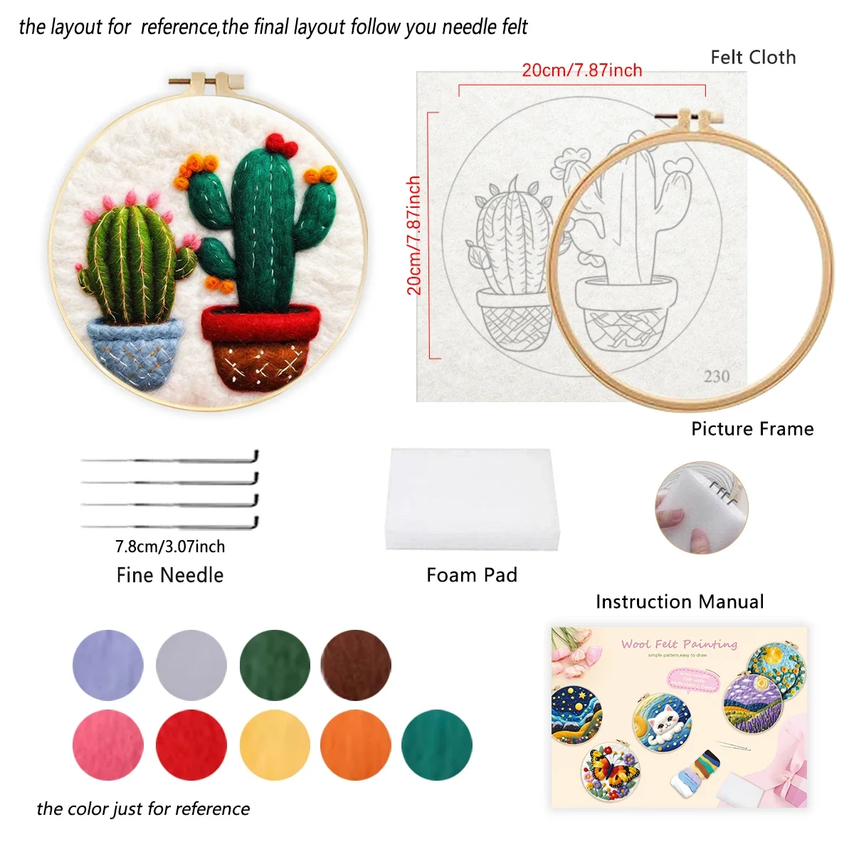Felt DIY Package,Diy Felt Kit ,Wool Felting Painting With Frame,Animal ...