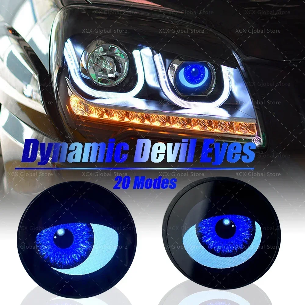 20 Modes Car Light Accessories LED Devil's Eye Dynamic Winking Logo Any ...