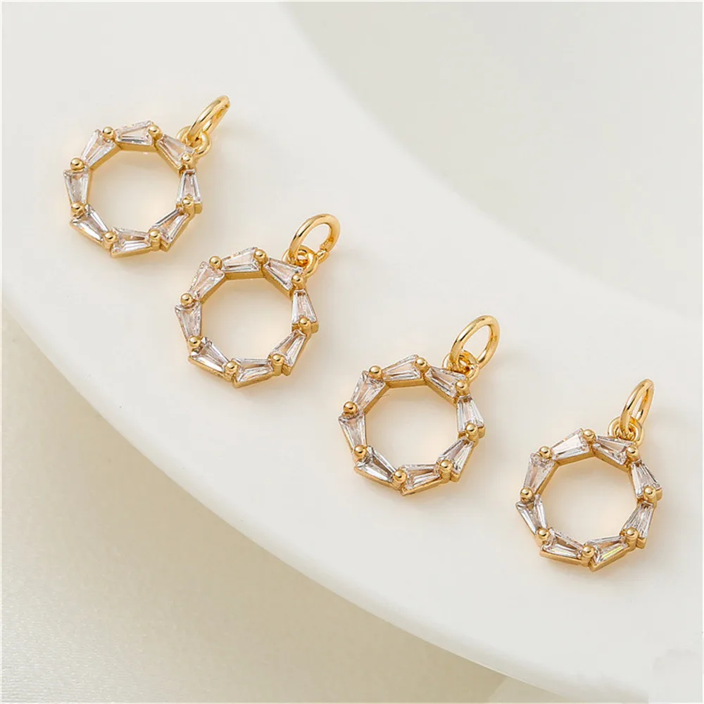 Colgante de corona cerrada de circonia redonda cubierta de oro de 14K ...