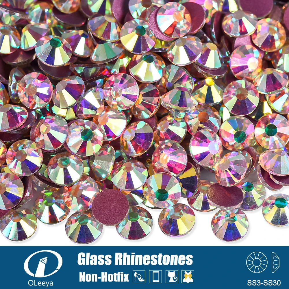 High Quality Glass Glitter Rhinestones Crystal AB SS3-SS30 Non Hotfix ...