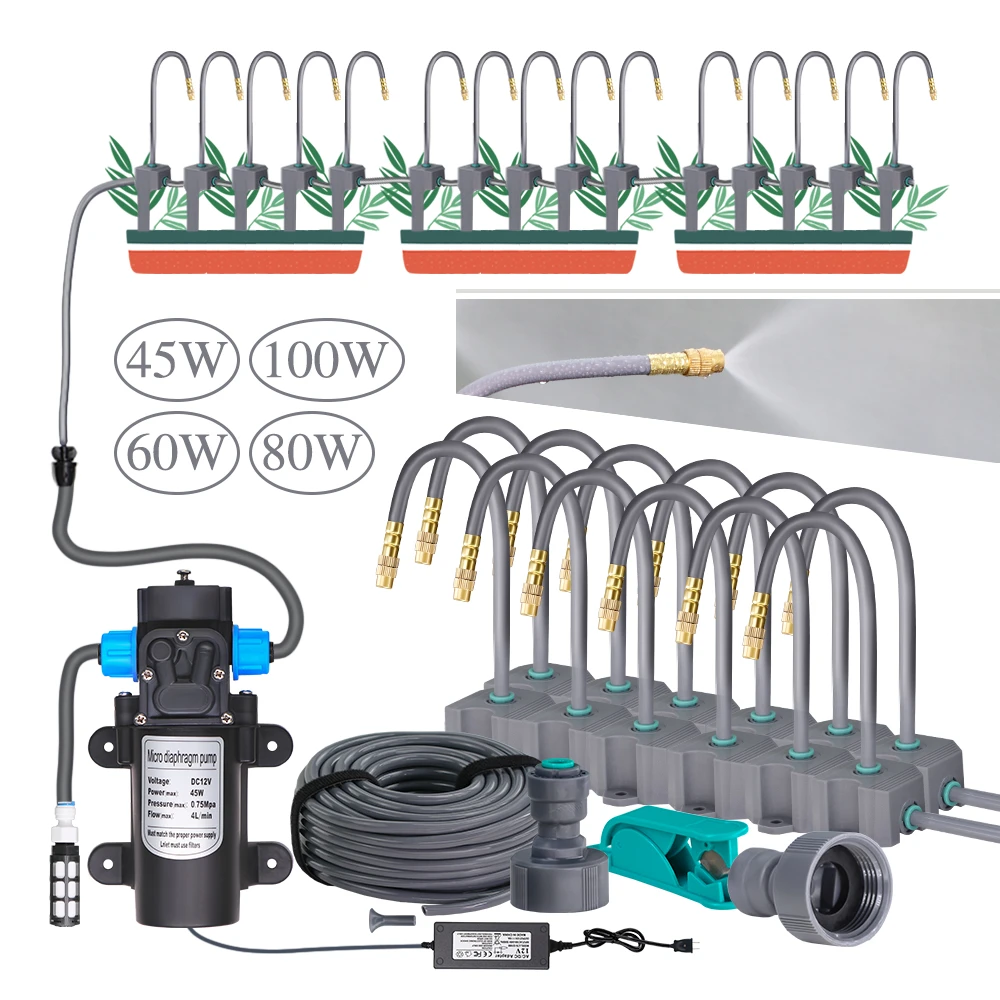 30M-5M Self-priming Pump 360° Free-bend Mist Bass Sprinkler Cooling ...