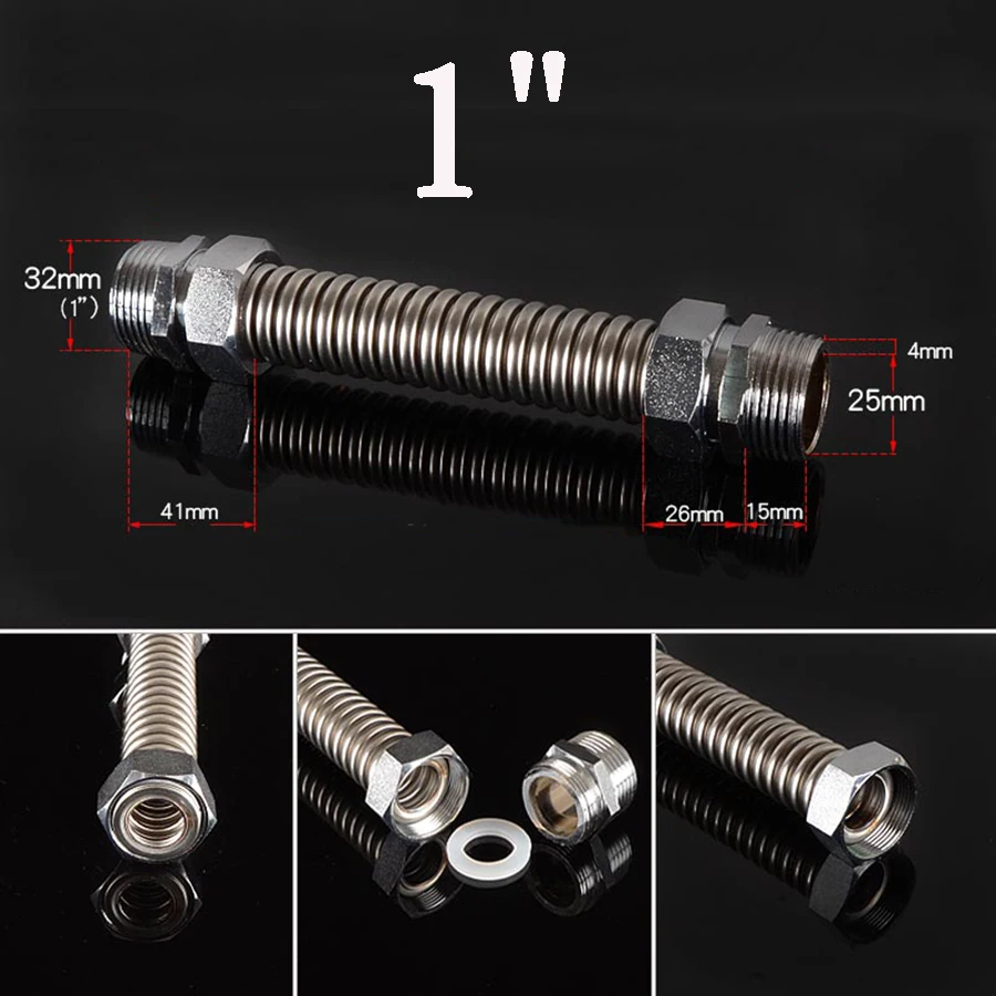 Tuyau,DN25 l 1-80cm--Tuyau Flexible Ondulé En Acier Inoxydable 1-2, Raccord Métallique, Ne ...