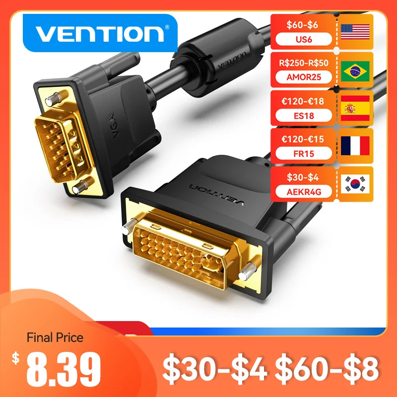 Dvi Vga Monitor Cable | Dvi Male Vga Male | Vga Dvi Converter | Adapter ...