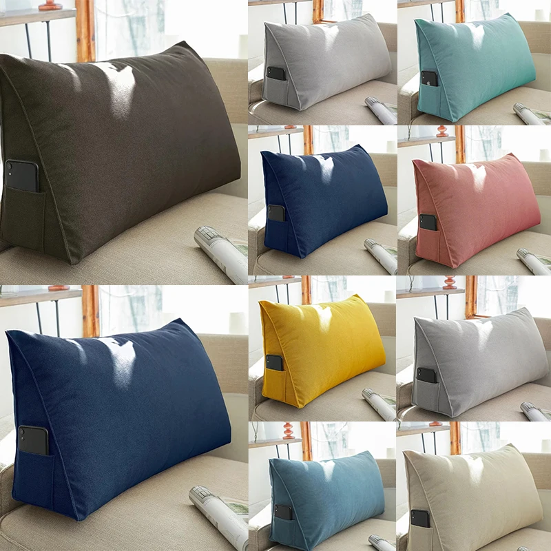 Headboard-Pillow-Triangle-Cushion-Reading-Large-Bolster-Backrest ...
