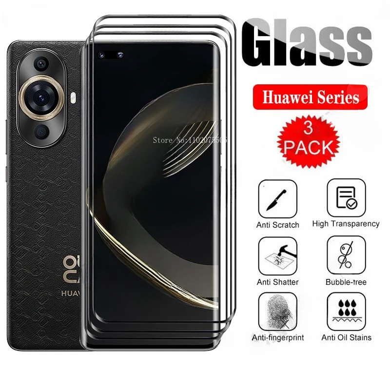 3 Pcs Tempered Glass For Huawei Nova 11 Pro 10 9 Pro Y72 Y91 Y61 P60 ...