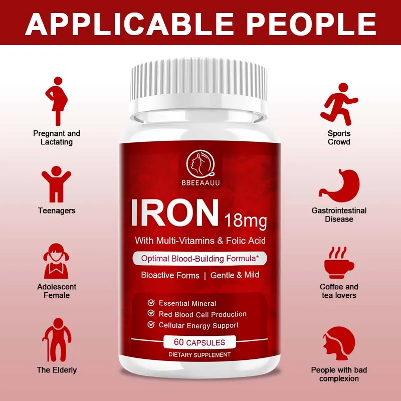 BEAU 18mg Iron Capsule with Complex Vitamin B Enhance Immune Energy ...