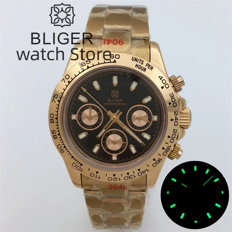 BLIGER-Luxury-Fashion-Rose-Gold-Quartz-Chronograph-Business-39mm ...