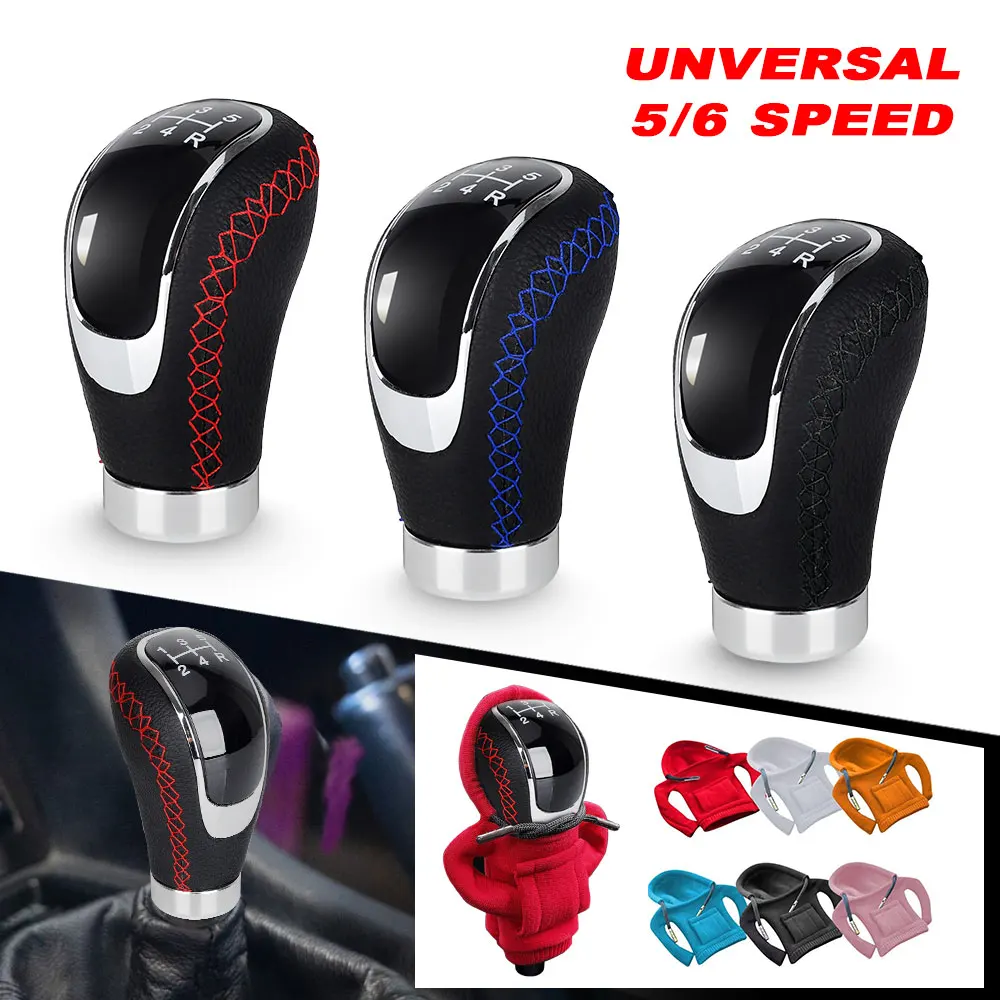 5-6-Speed-Universal-R-PU-Leather-Gearshift-Manual-Car-Gear-Stick-Shift ...