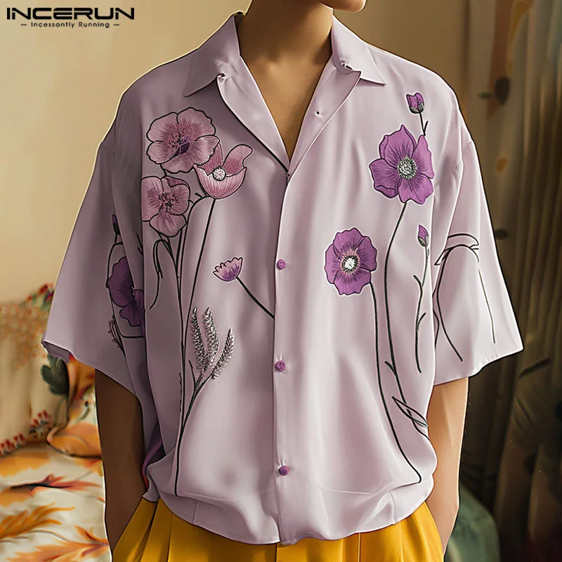 INCERUN-Tops-2024-American-Style-Fashion-Men-s-Floral-Print-Design ...
