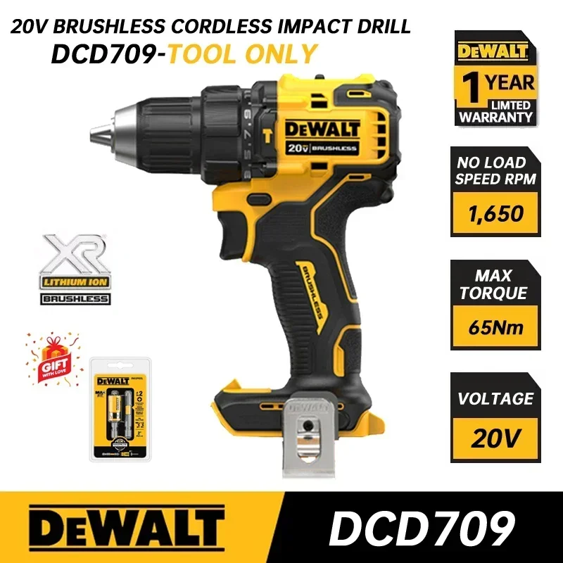 DEWALT-DCD709-20V-Brushless-Cordless-Compact-Hammer-Impact-Drill-Driver ...