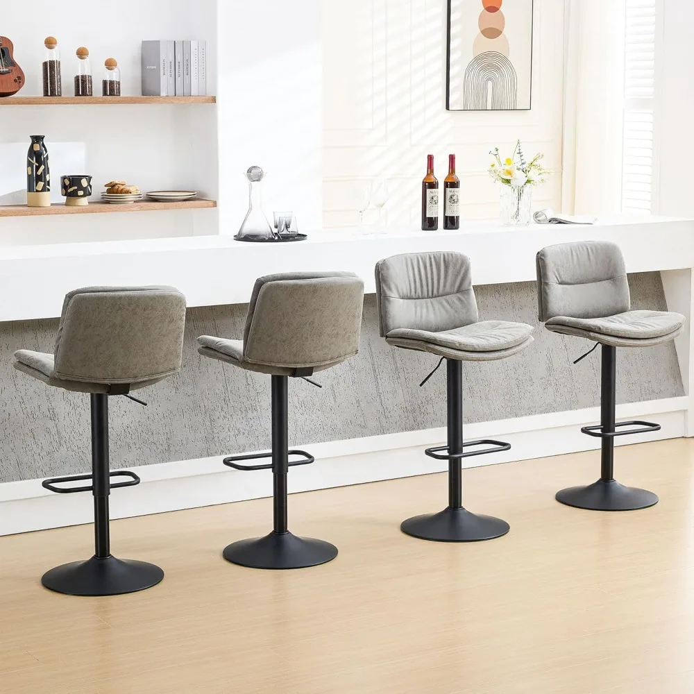 Set of 4 Swivel Counter Stools, Double-Layer Upholstered Counter Height ...