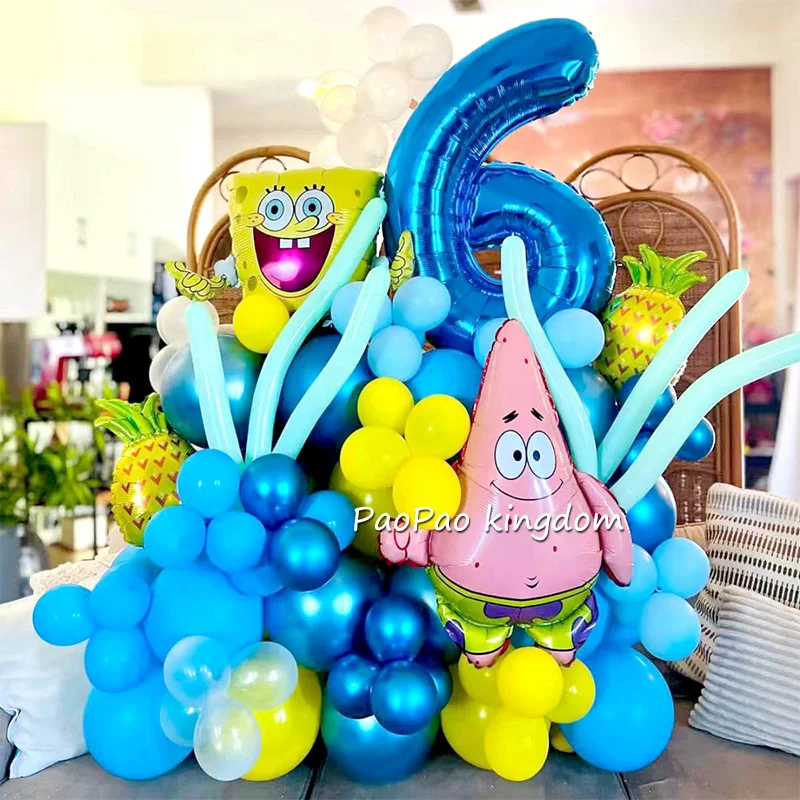 SpongeBob SquarePants Theme Foil Balloons Arch Garland Kit Latex ...