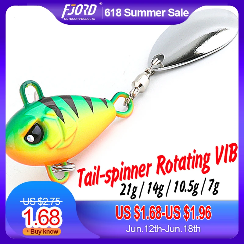 FJORD Tail Spinning 7g 10.5g 14g 21g Balance Rotating Metal Jig VIB Vibration Bait Spinner Spoon ...