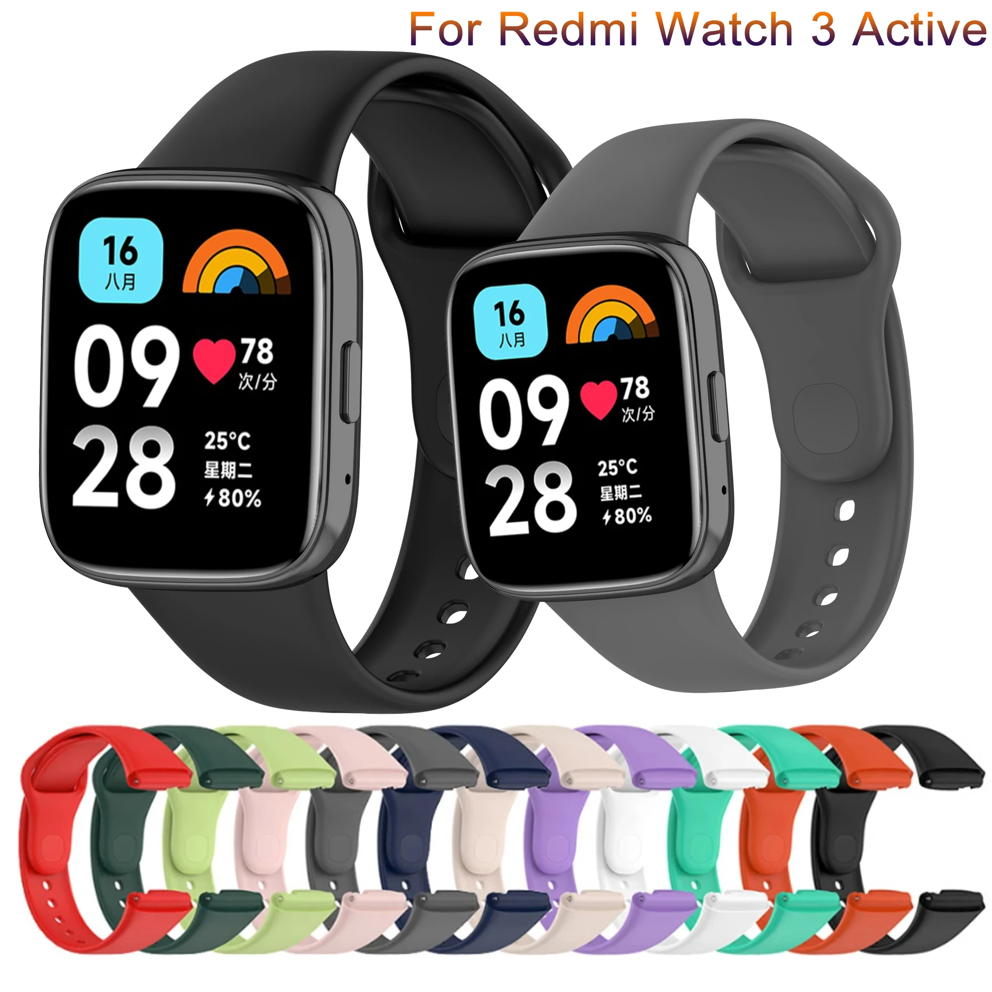 Silicone-WatchBand-For-Redmi-Watch-3-Active-SmartWatch-Strap-Wristbands-Bracelet-For-Redmi-Watch ...