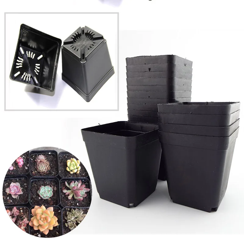 7*7*8cm Black Color Flower Pots Planters Pot Trays Plastic Pots ...