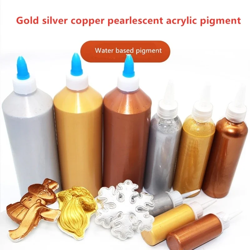 500ml-Metal-Pearlescent-Acrylic-Paint-Gold-Silver-Copper-Paint-DIY ...