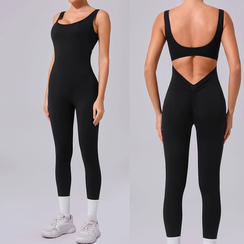 New Sexy Hollow Scrunch Pants Jumpsuit Push Up Unitard Gym Playsuit ...