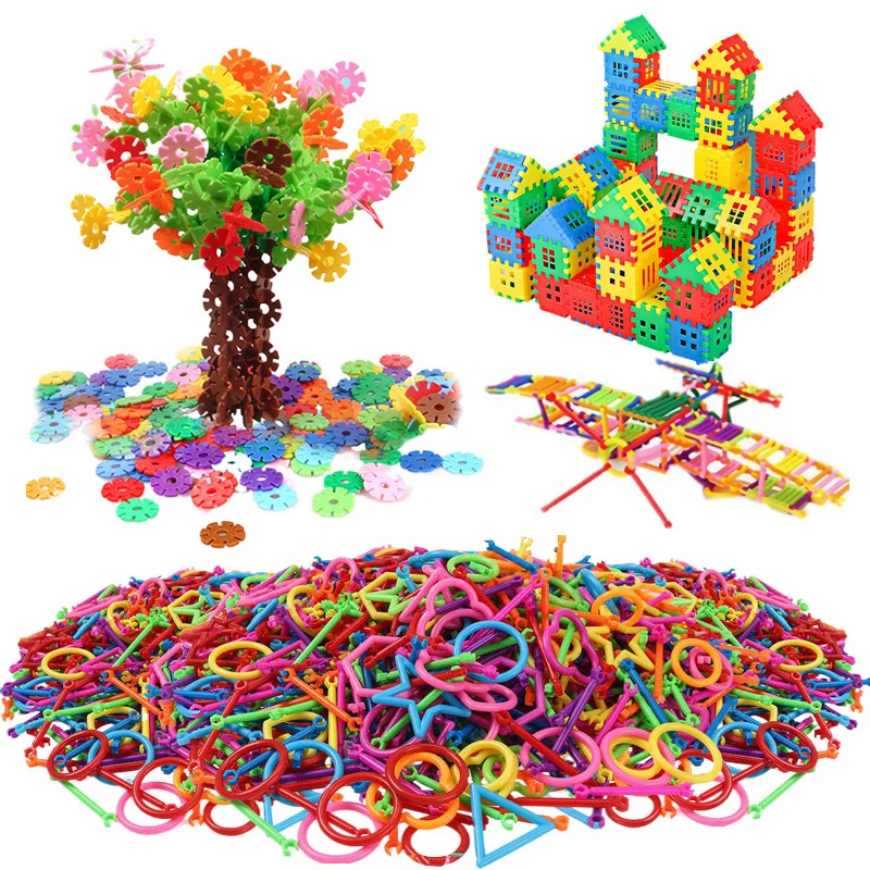 Building-Block-Children-Plastic-Toys-Rod-Snowflake-Houses-Assembled ...