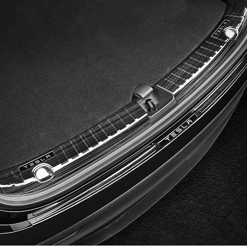 For Tesla Rear Bumper Protector Trunk Door Sill Cover Model 3 Cover ...