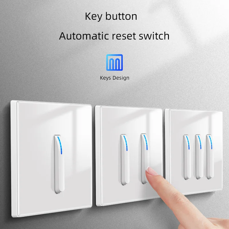 White-Piano-Button-Wall-Switch-Socket-Household-Tempered-Glass-Panel ...