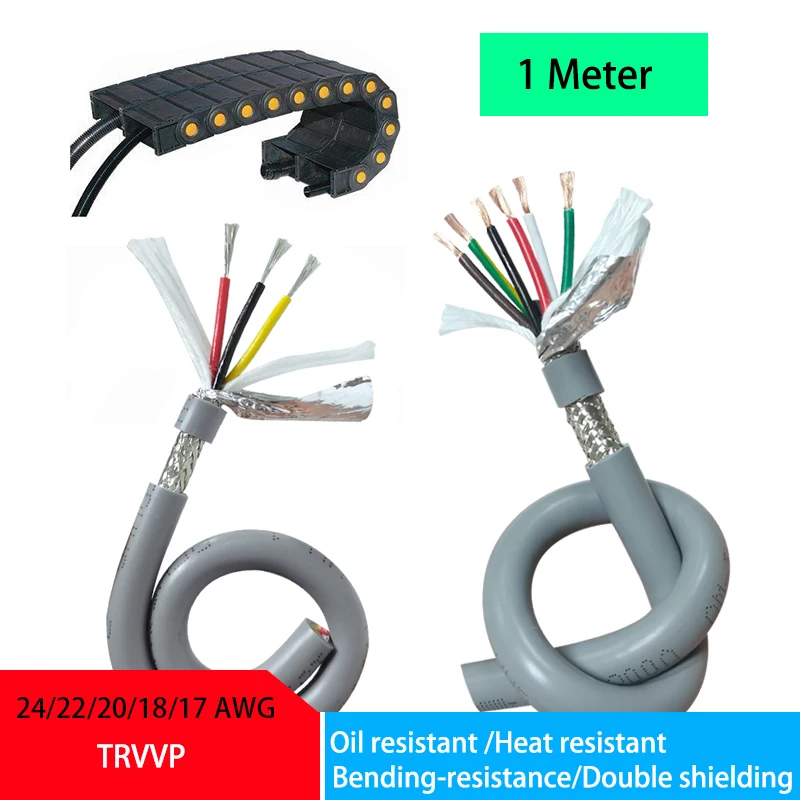 18 24 22 20 17AWG TRVVP Heat-Resistant Wire Double Shielded Cable 2 3 4 ...