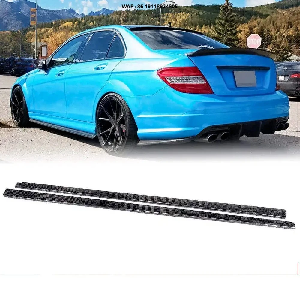 Carbon Fiber W204 Side Skirts Rocker Panels for C Class W204 C63 AMG 08 ...