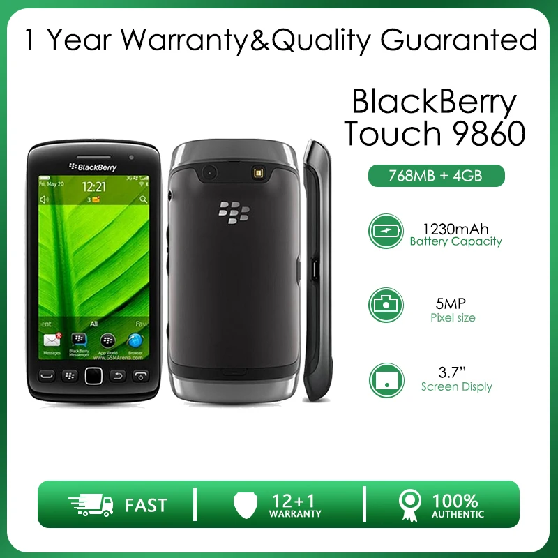 Original BlackBerry Torch 9860 Classic Unlocked Refurbished Mobile ...