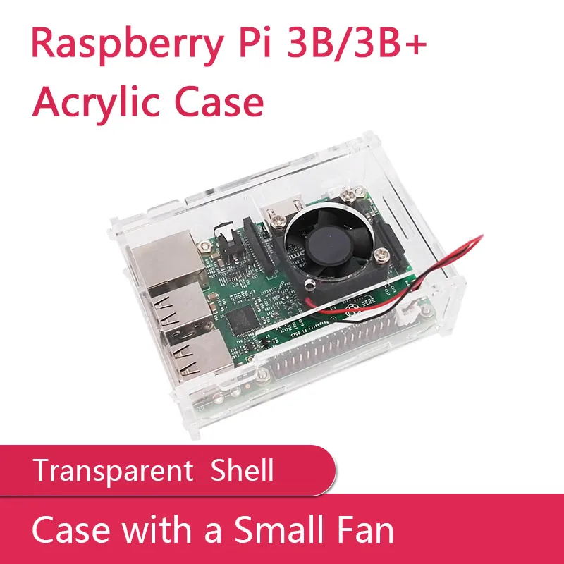 Acryli Case with a small Fan for Raspberry Pi 3 Model B+ / 3 Model B ...