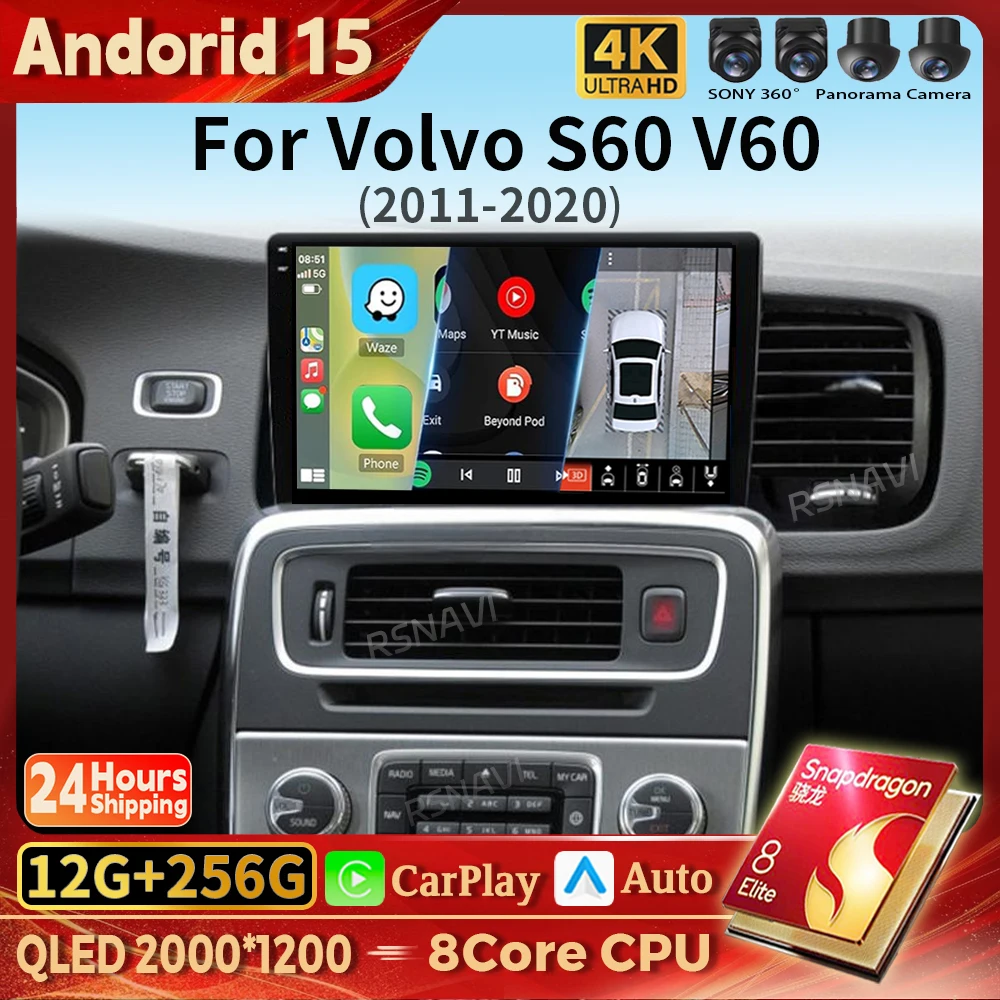 Android 15 Carplay Auto 2K Screen Car Radio Multimedia Player For Volvo ...