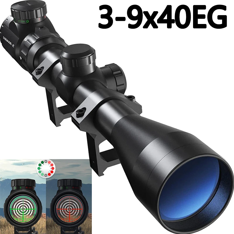 3-9X40-Optical-Rifle-Scope-Adjustable-Optic-Red-Green-Range-Finder ...