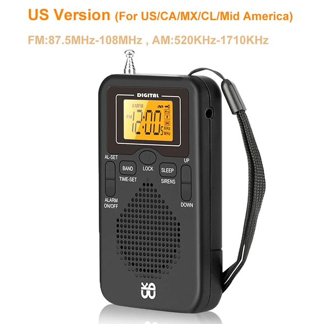 Portable Radio Mini AM FM Weather Radio Pocket Radio Player LCD Screen ...