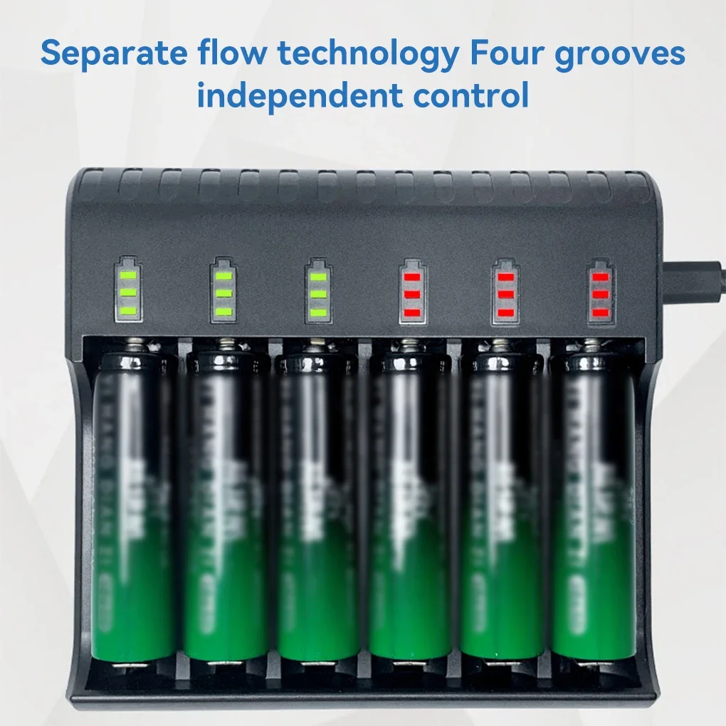 6 Slots 18650 AA/AAA Battery Charger LCD Display Smart for Rechargeable ...