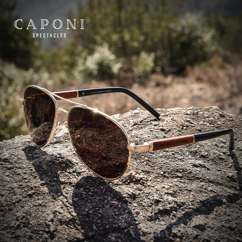 CAPONI-Night-Vision-Men-Sunglasses-Polarized-Photochromic-Wooden-Legs ...