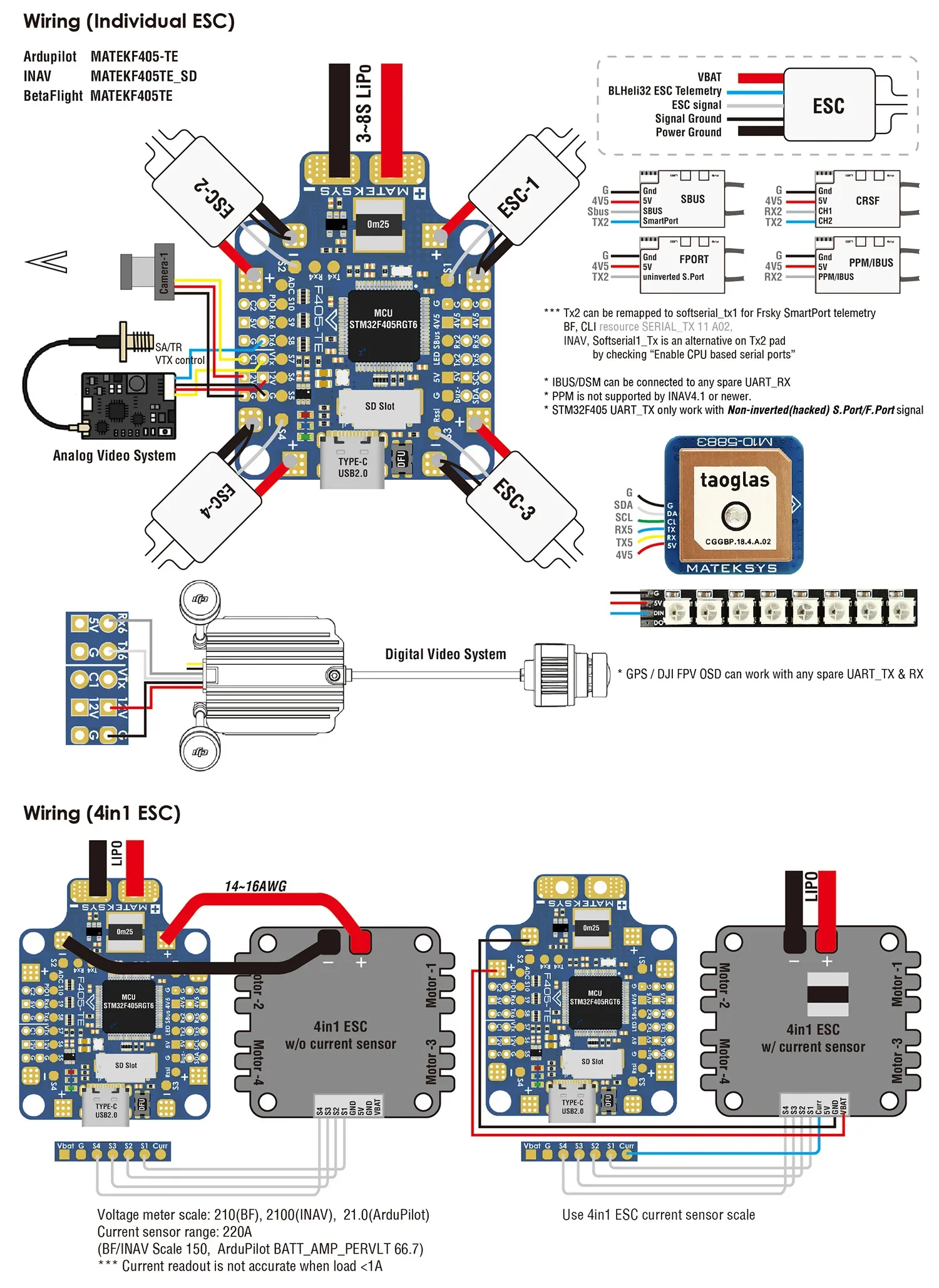 Matek-MATEKSYS-F405-TE-F405-STM32F405RGT6-Flight-Controller-F4-Built-in ...