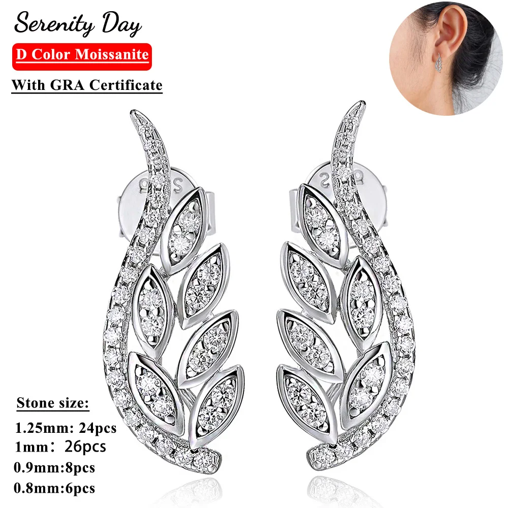 Serenity-D-Color-Moissanite-Earrings-Women-Wedding-Bridal-S925-Sterling-Silver-Sparkling-Wing ...