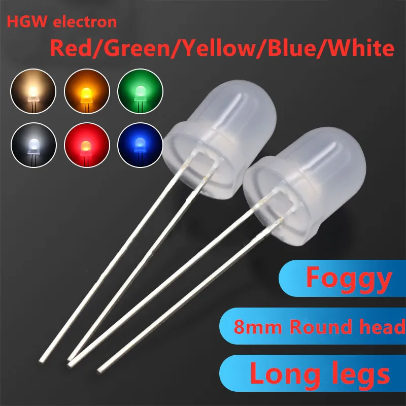 50Pcs 5Colorsx10Pcs 8MM LED Diode Diffused Kit 8mm 3V Set Light ...