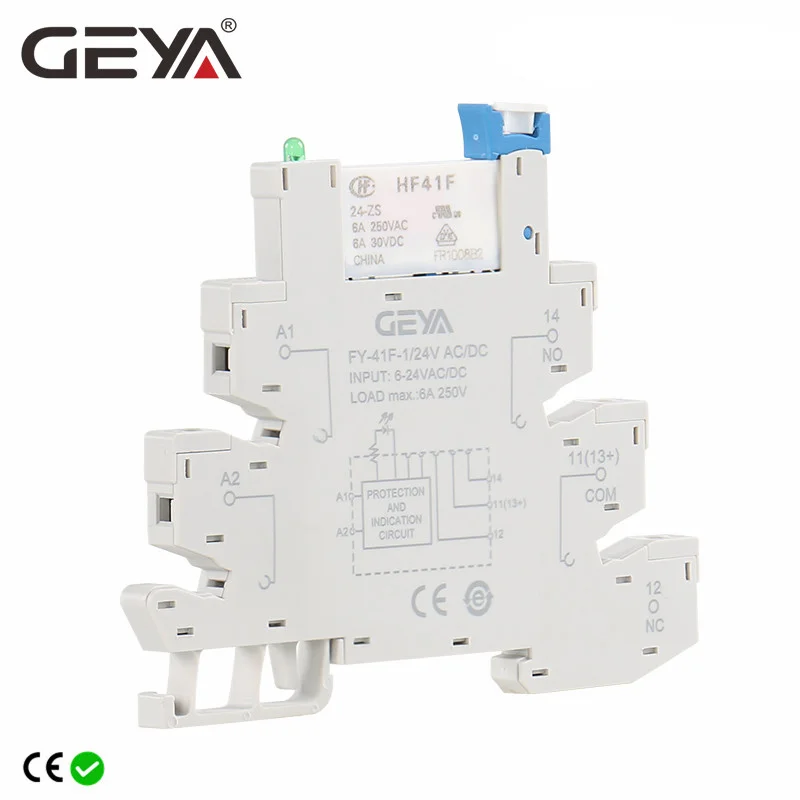 GEYA-Slim-Relay-PLC-Interface-Hongfa-Relay-Screw-Socket-6A-Relay-24VDC ...
